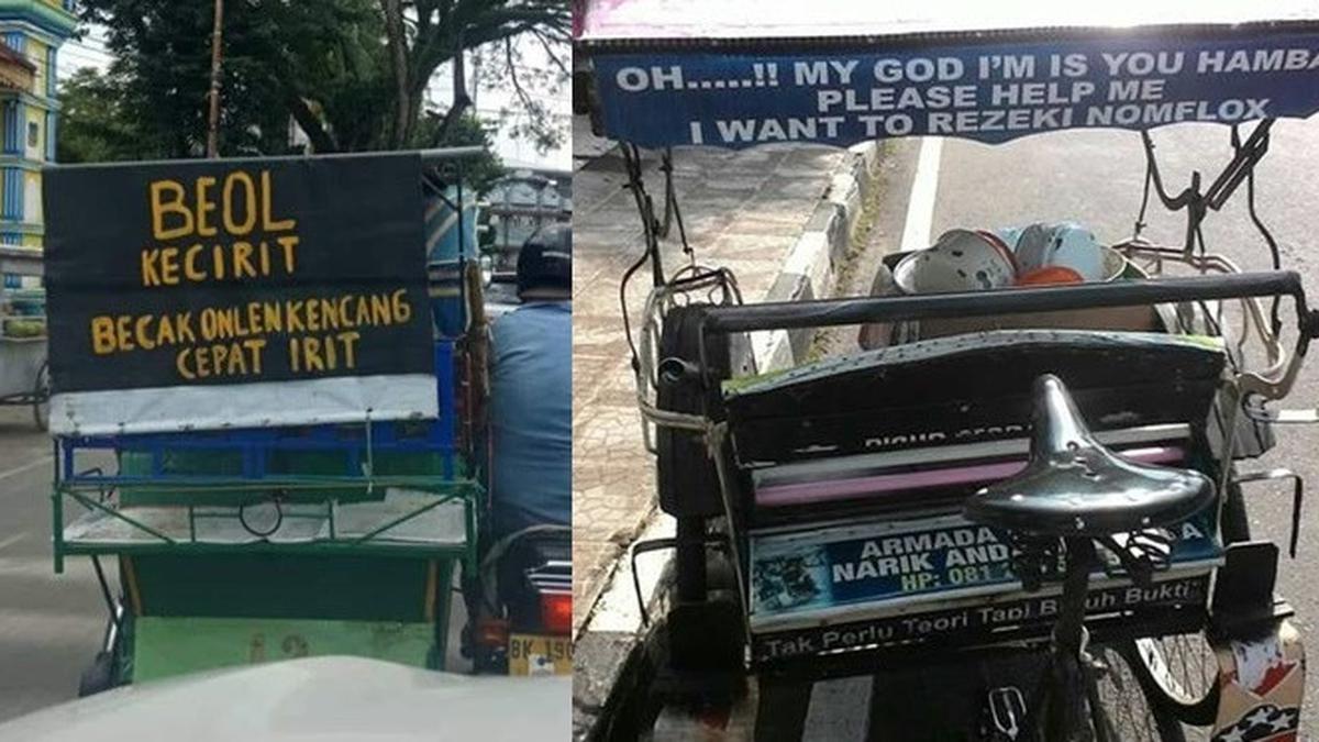 7 Kata Lucu Gokil di Belakang Becak ini Bikin Geleng-Geleng