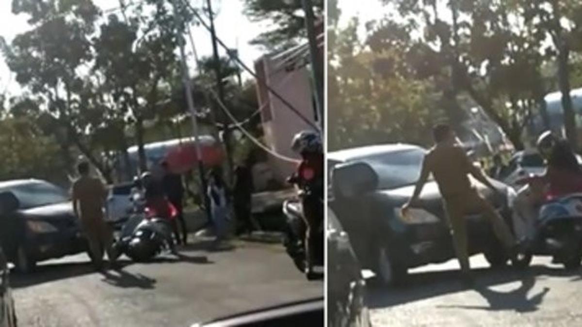 Viral Oknum ASN Sengaja Tendang Motor Emak-emak hingga Terjungkal - Motor Otosia.com