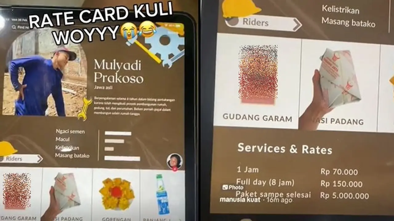 Viral Rate Card Kuli Bangunan Lengkap dengan Tarif Kerja, Riders Jadi ...