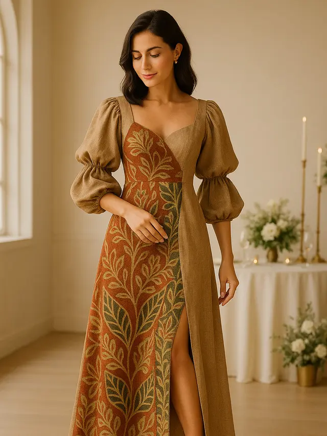 8 Dress Batik Lengan Balon Double Layer Kekinian 2025, Tampil Elegan ...