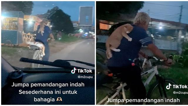 Anteng Dibonceng Naik Sepeda, Interaksi Kucing dan Pemiliknya Ini Bikin ...