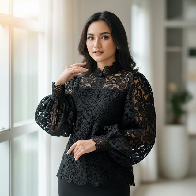 9 Model Atasan Brokat Warna Hitam Elegan, Pesona Klasik dan Modern 2025