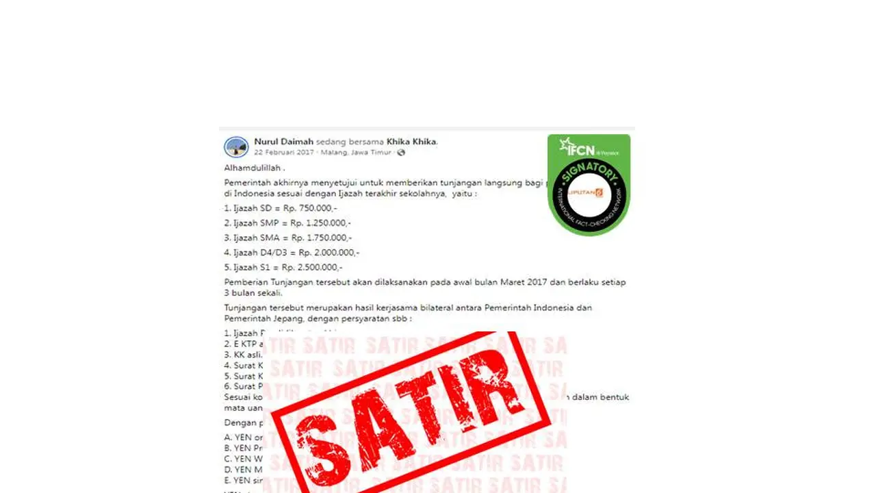 Cek Fakta: Satir Pesan Berantai Pemerintah akan Berikan Tunjangan Pengangguran Sesuai Ijazah ...