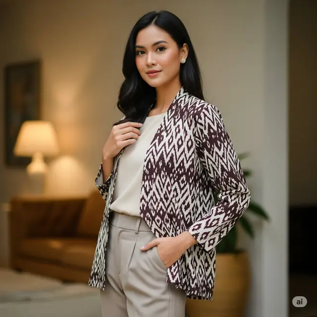 7 Model Cardigan Lurik yang Bikin Penampilan Makin Elegan dan ...