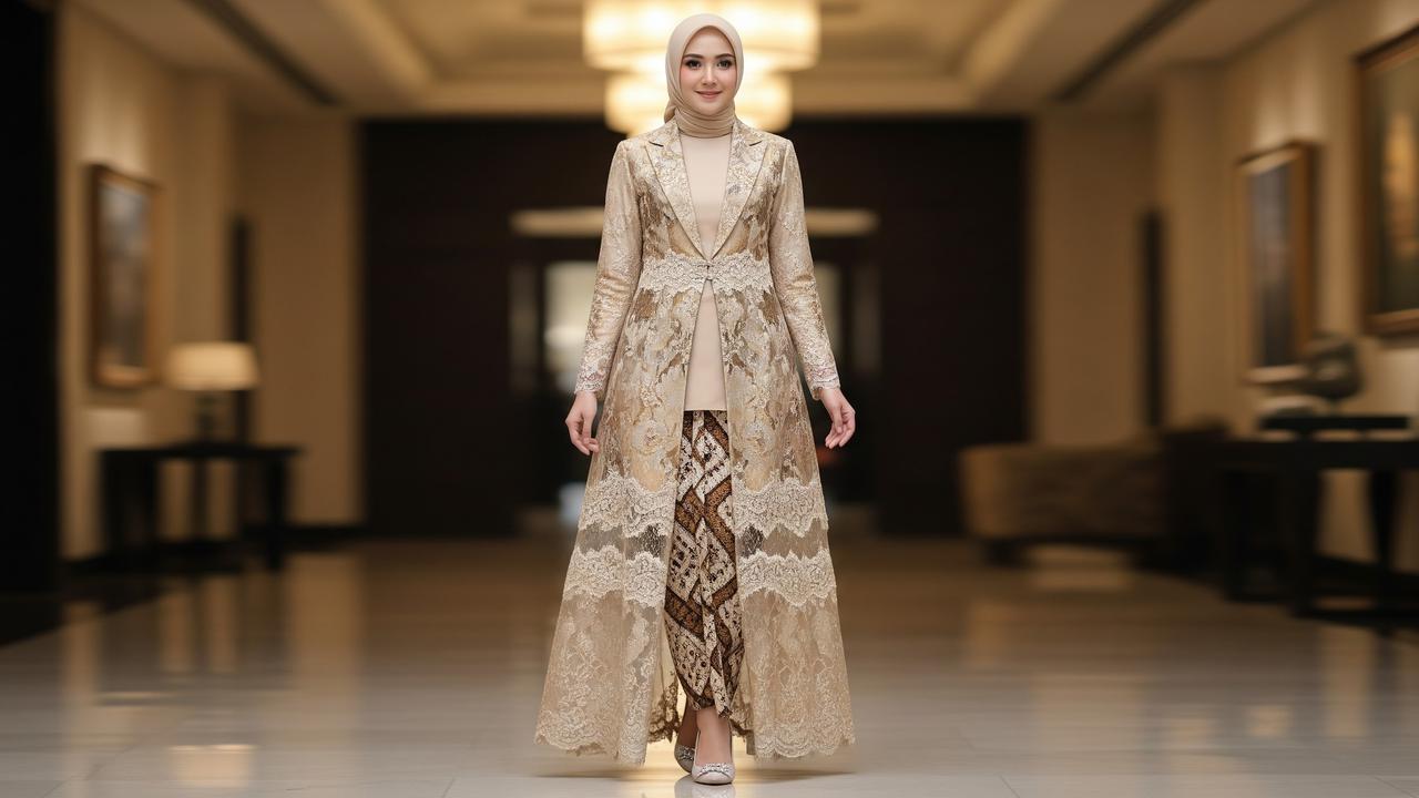 7 Model Gamis Brokat Blazer Panjang untuk Siluet Lebih Anggun dan ...
