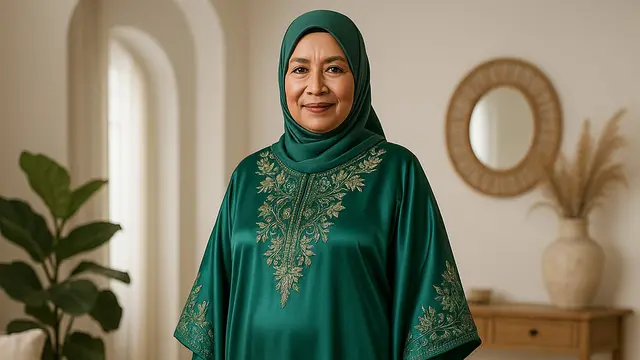 7 Model Gamis Kaftan untuk Kondangan Ibu-Ibu Usia 50 Tahun ke Atas ...