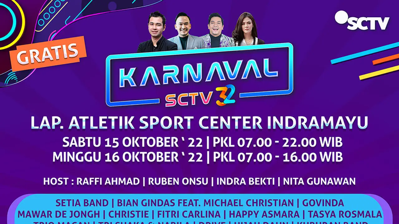 Saksikan Live Streaming SCTV Panggung Karnaval di Indramayu, Sabtu 15 ...