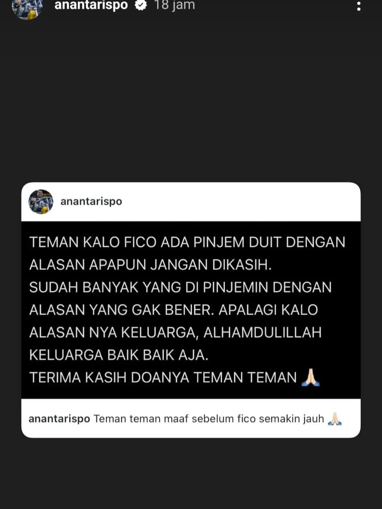 Viral, Ananta Rispo Ingatkan Banyak Orang Agak Tak Pinjamkan Uang ...