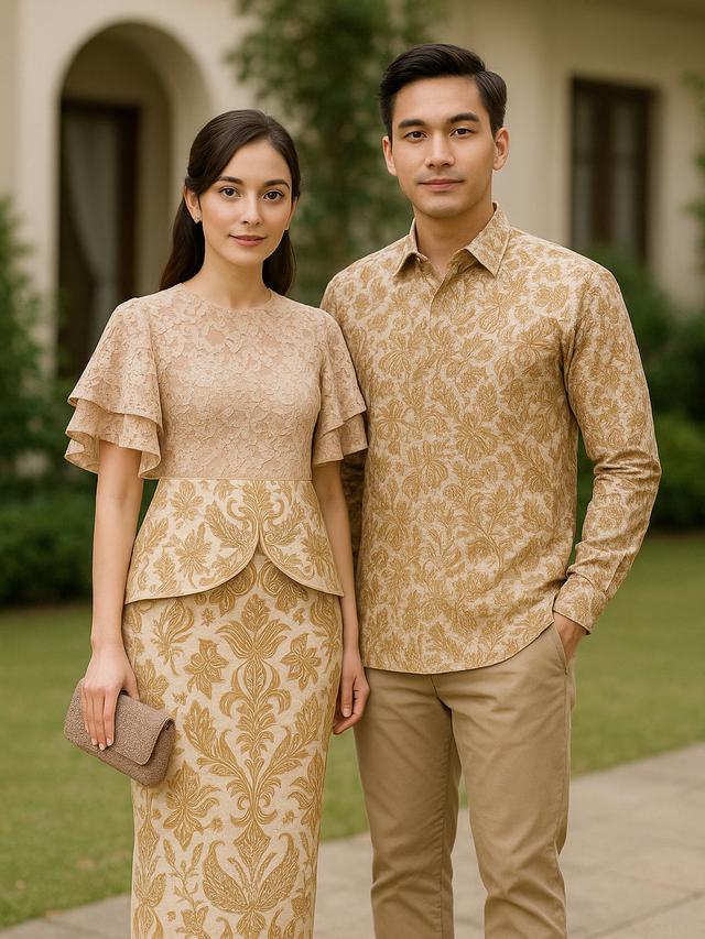 7 Inspirasi Model Batik Kombinasi Brokat Sarimbit Terbaru 2025, Tampil ...