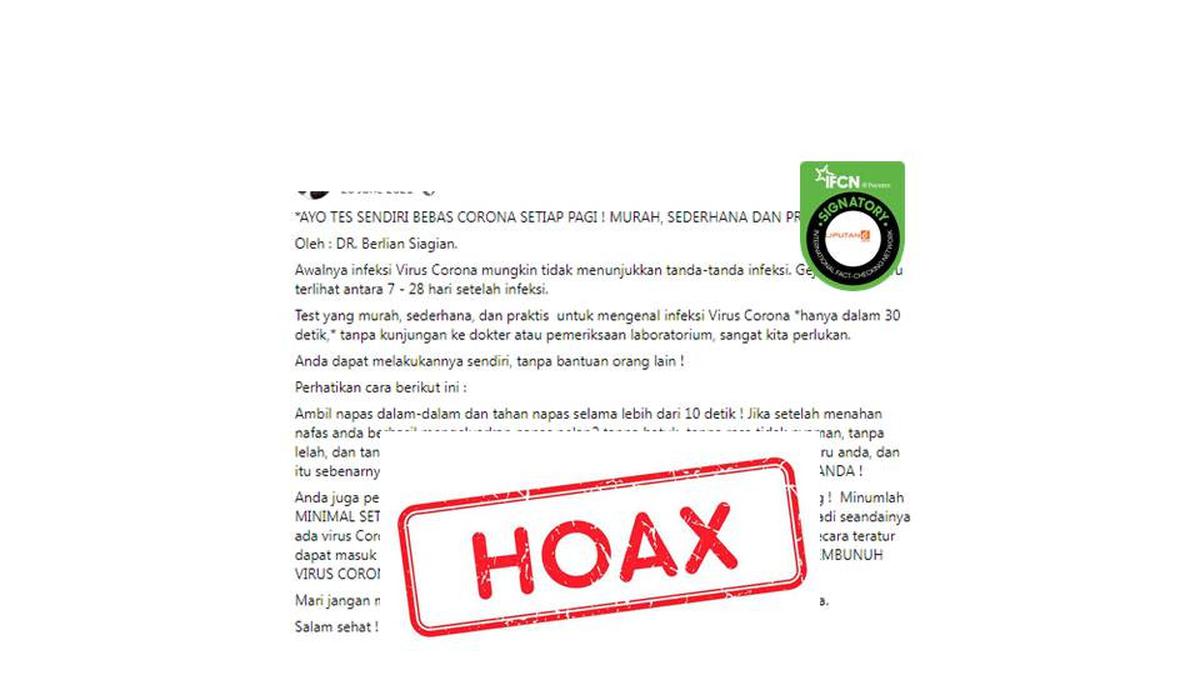 Cek Fakta: Hoaks Tahan Napas 10 Detik Untuk Tes Mandiri Covid-19