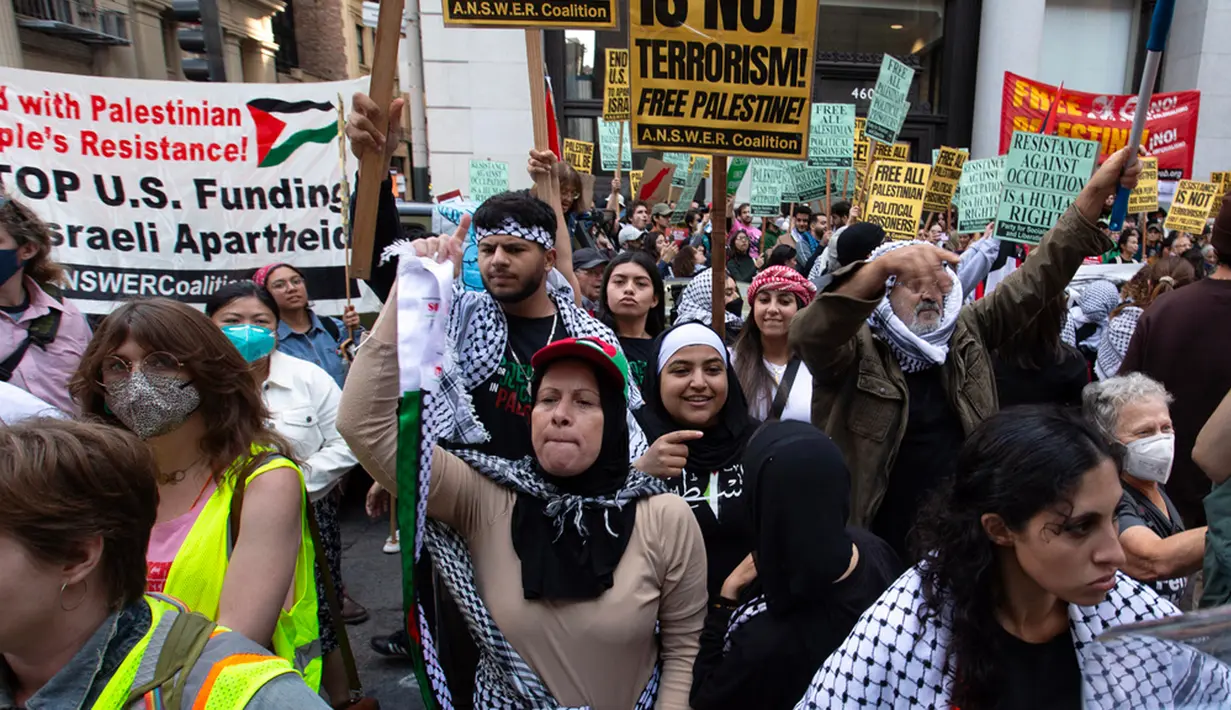 Massa Pro-Israel dan Pro-Palestina Turun ke Jalan di AS - Foto Liputan6.com