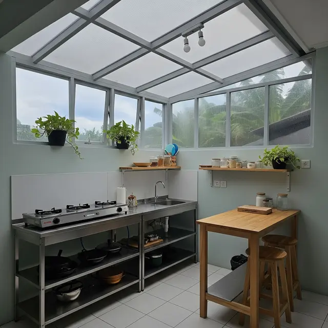 9 Inspirasi Dapur Baja Ringan dengan Atap Transparan agar Hemat Listrik ...