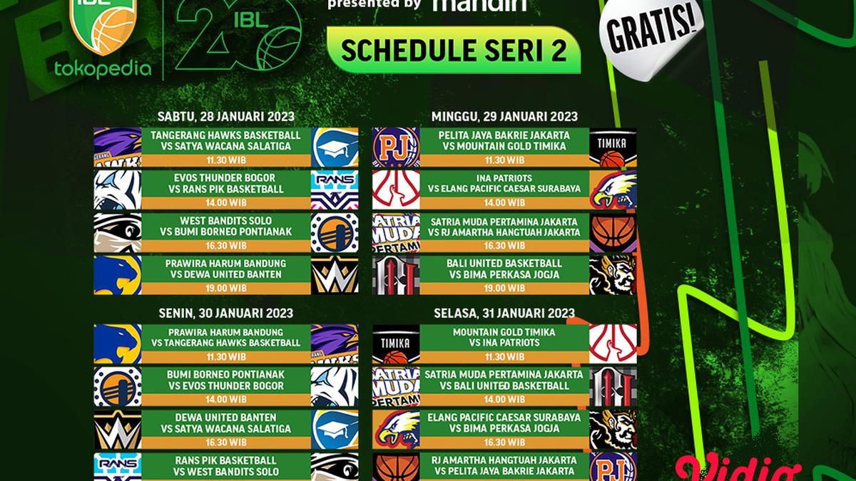 Jadwal dan Live Streaming IBL Tokopedia 2023 di Vidio, 28-31 Januari 2023