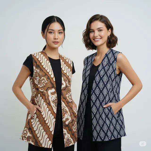 6 Model Vest Batik Wanita Modern Terbaru yang Wajib Anda Miliki - Hot ...