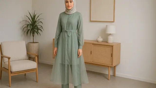 7 Model Gamis Kombinasi Organza Modern, Tampil Mewah Tapi Tetap Sopan ...
