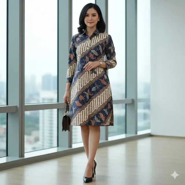 7 Model Batik Wanita Modern Lengan Panjang dan Berkerah, Tampil Anggun ...