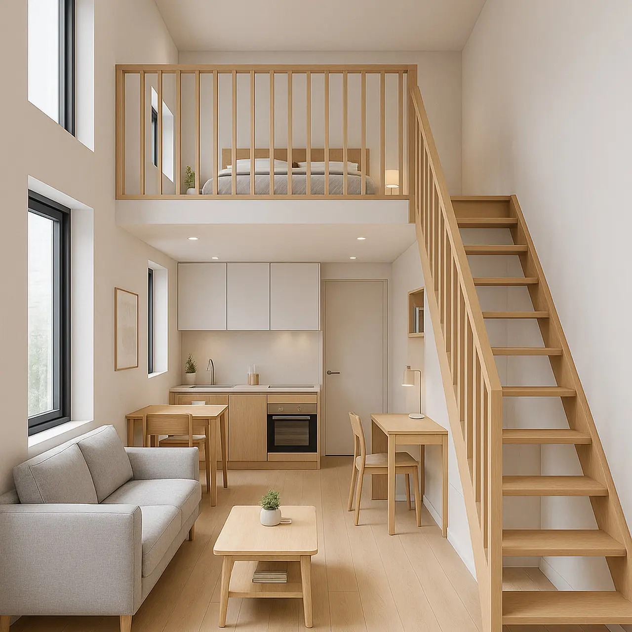 8 Model Rumah Kecil 3x6 dengan Mezzanine 2 Lantai Mini, Ruangan Terasa ...