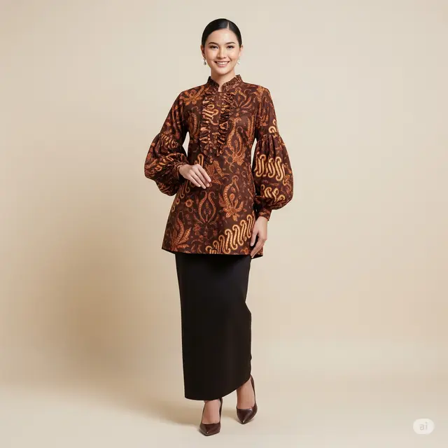 8 Model Baju Batik Lengan Bishop Midi Dress, Rekomendasi 2025 - Hot ...
