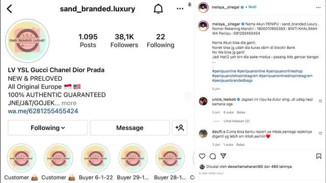 Meisya Siregar Jadi Korban Penipuan Online Shop Penjual Tas Branded