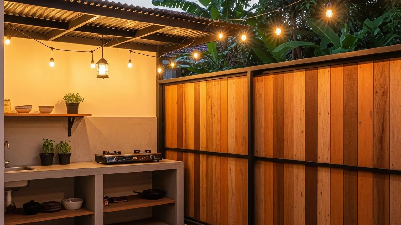 6 Desain Pagar Belakang Dekat Area Dapur Outdoor, Rumah Nyaman dan Modern