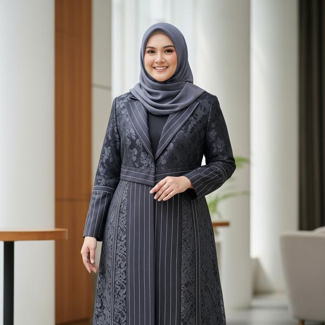 7 Model Gamis Blazer Brokat untuk Wanita Berhijab Gemuk yang Ingin ...