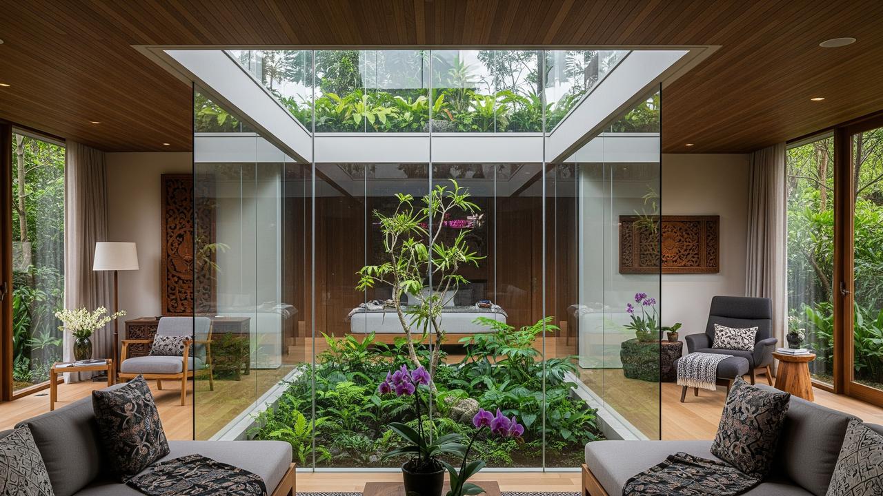 8 Model Rumah Modern Kaca dengan Taman Indoor Atrium, Cocok untuk Introvert