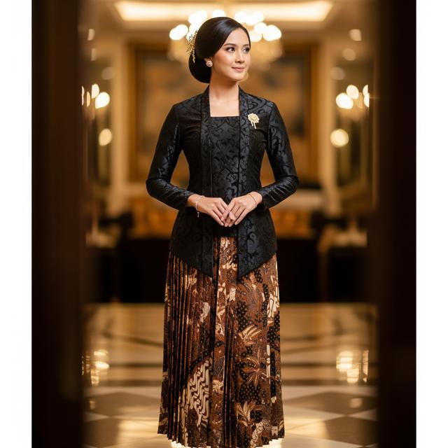 7 Model Atasan Brokat Hitam Bawahan Batik Terbaru, Gaya Kondangan Mewah ...