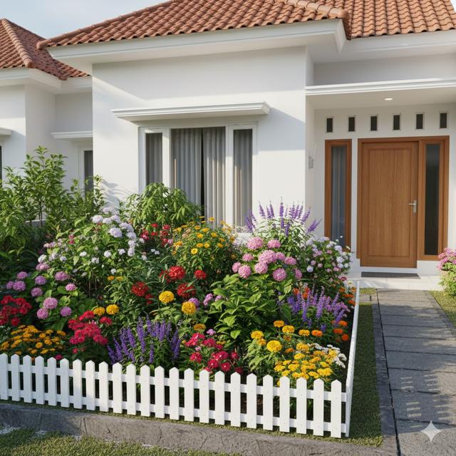 11 Ide Kebun Bunga Kecil Depan Rumah, Dekorasi Fasad Modern