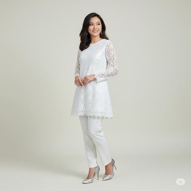 9 Model Atasan Brokat Putih Lengan Panjang untuk Wanita Kekinian ...
