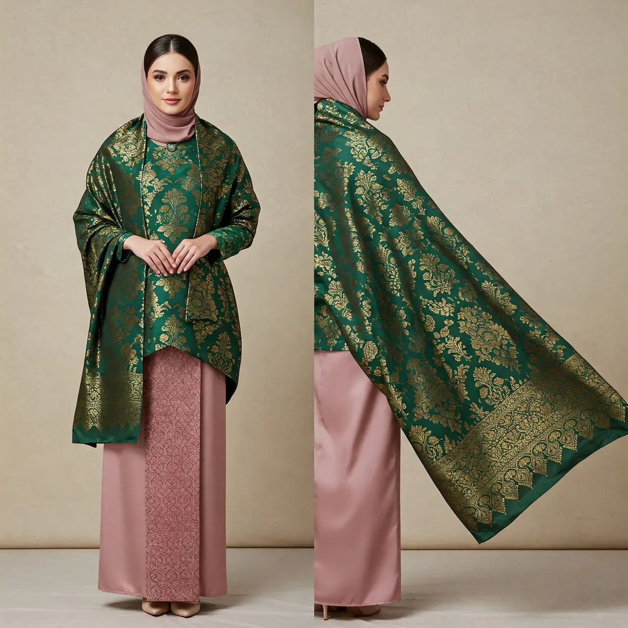 9 Model Gamis Brokat Kombinasi Satin Terbaru 2025 yang Elegan - Hot ...