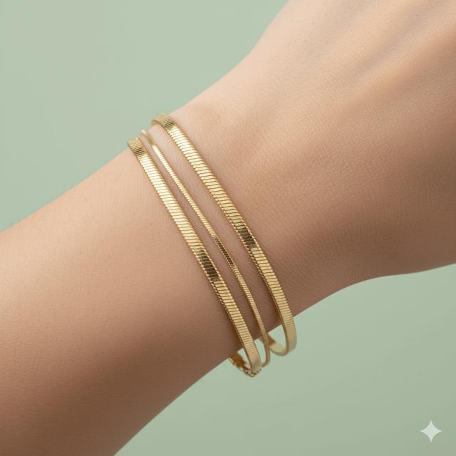 8 Model Gelang Emas Desain Layer Dua Tingkat dengan Kombinasi Rantai ...