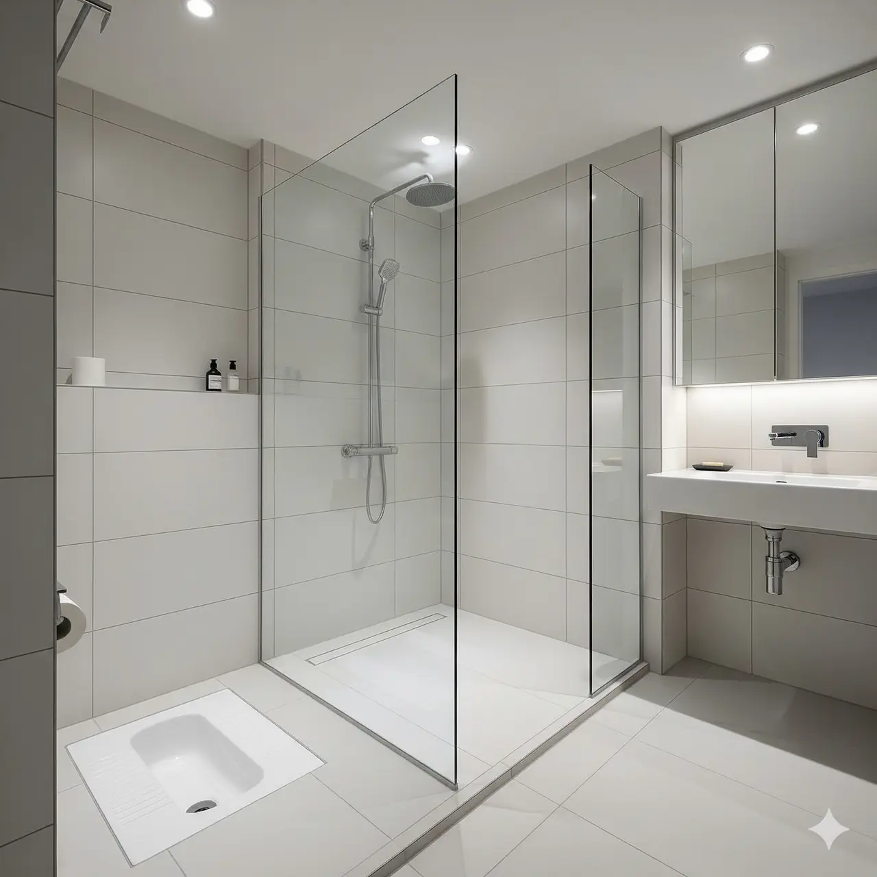 10 Model Kamar Mandi Kloset Jongkok Dengan Sekat Shower, Efisien Ruang ...