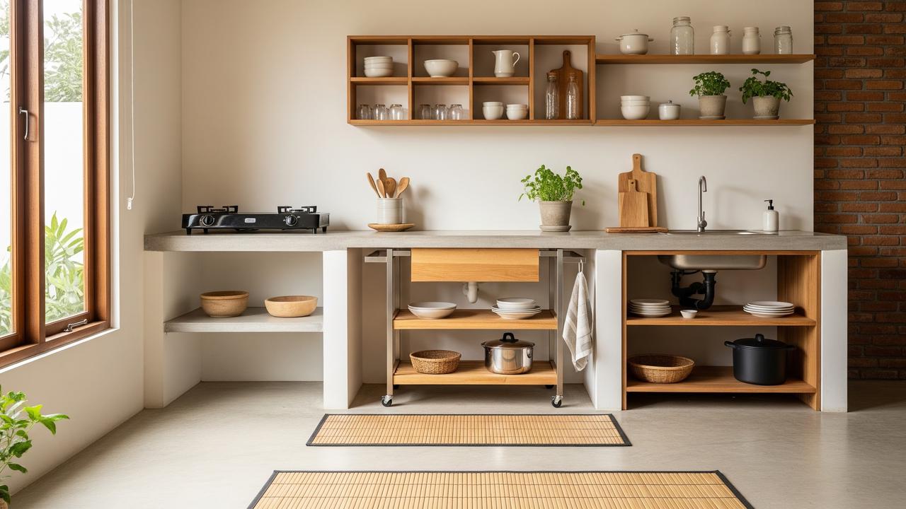 7 Model Dapur Sederhana Tanpa Kitchen Set, Gaya Estetik ala Kafe di ...