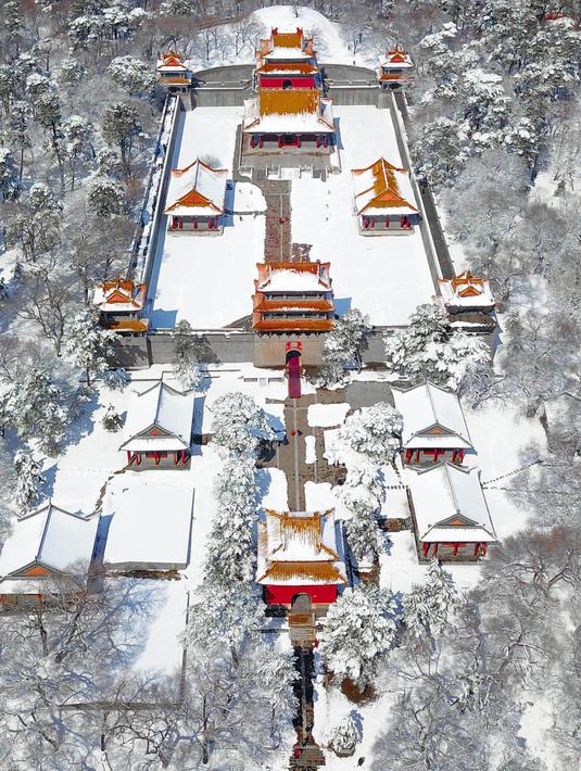 FOTO: Berselimut Salju, Taman di China Terlihat Indah dengan Putih ...