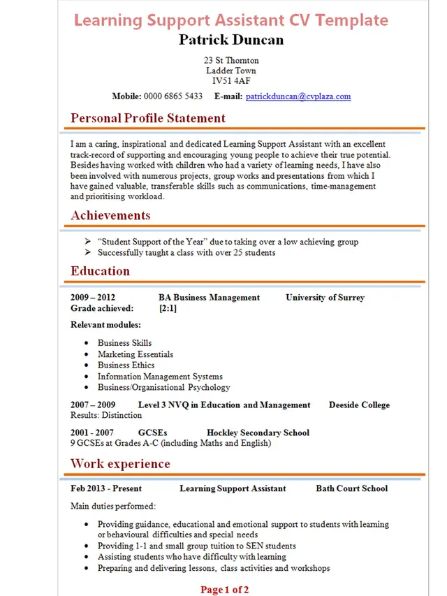 Contoh CV Lamaran Kerja dan Komponen-Komponen yang Perlu Dicantumkan ...