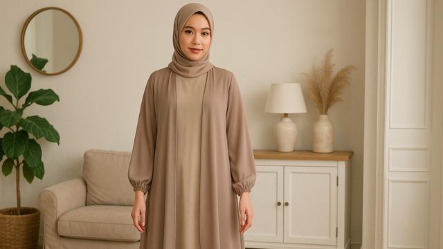 7 Model Gamis dengan Rompi Sifon, Anggun dan Ringan Dipakai Seharian