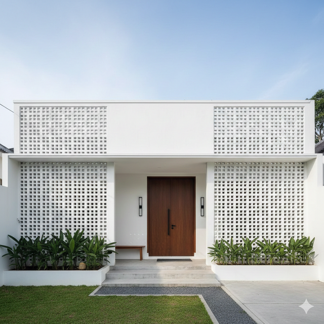 7 Kombinasi Roster dan Dinding Putih untuk Tampak Depan Rumah Minimalis ...