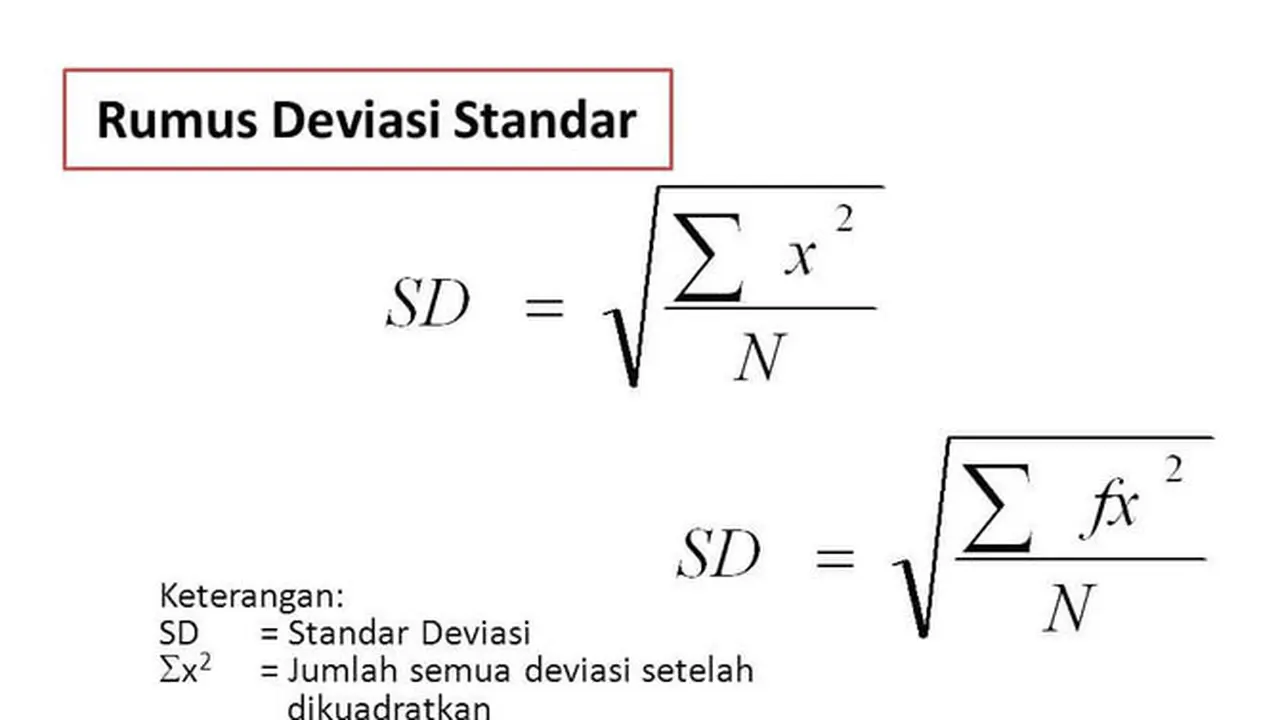 Standar Deviasi adalah Ukuran Sebaran Statistik, Ketahui Rumus dan Cara ...