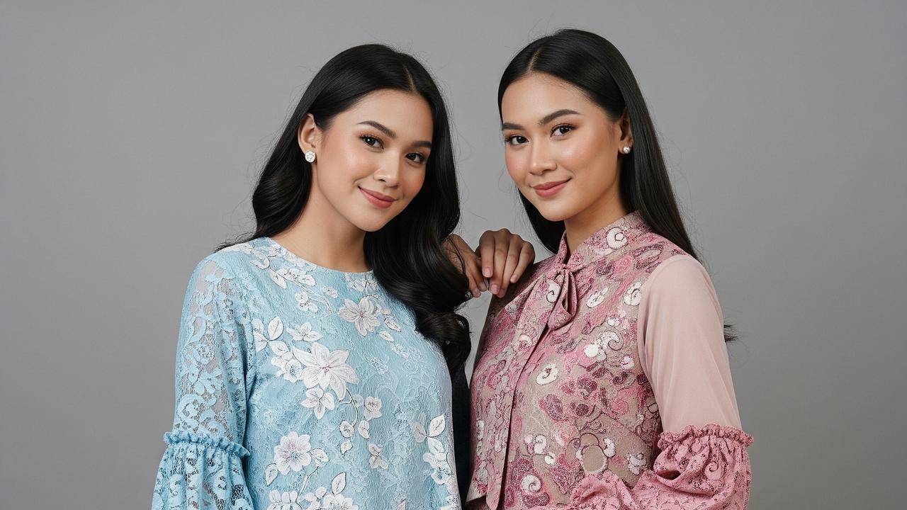 8 Model Tunik Batik Kombinasi Brokat Transparent Lengan Balon, Elegan ...