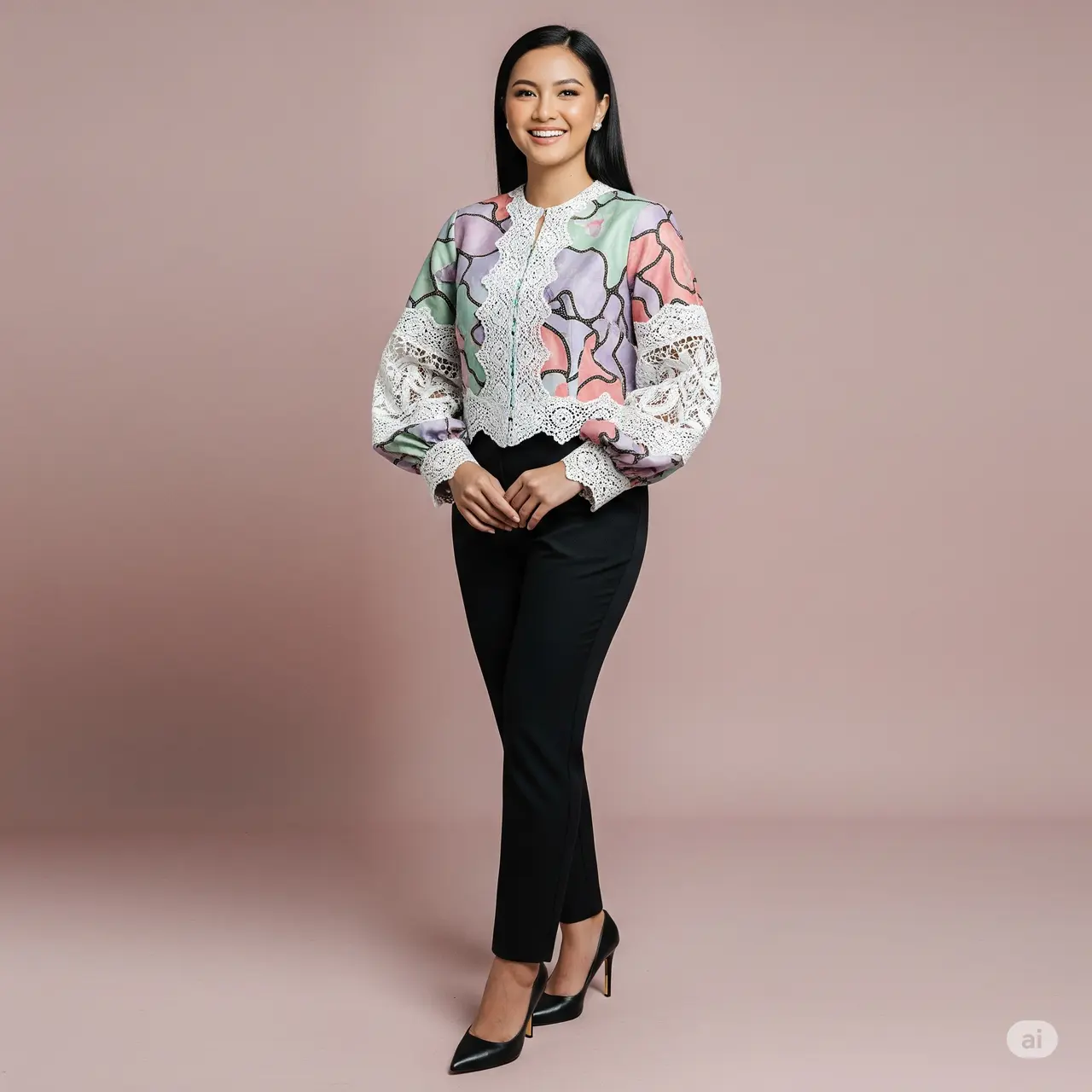 8 Model Crop Blazer Batik Kombinasi Renda, Perpaduan Tradisi dan Gaya ...