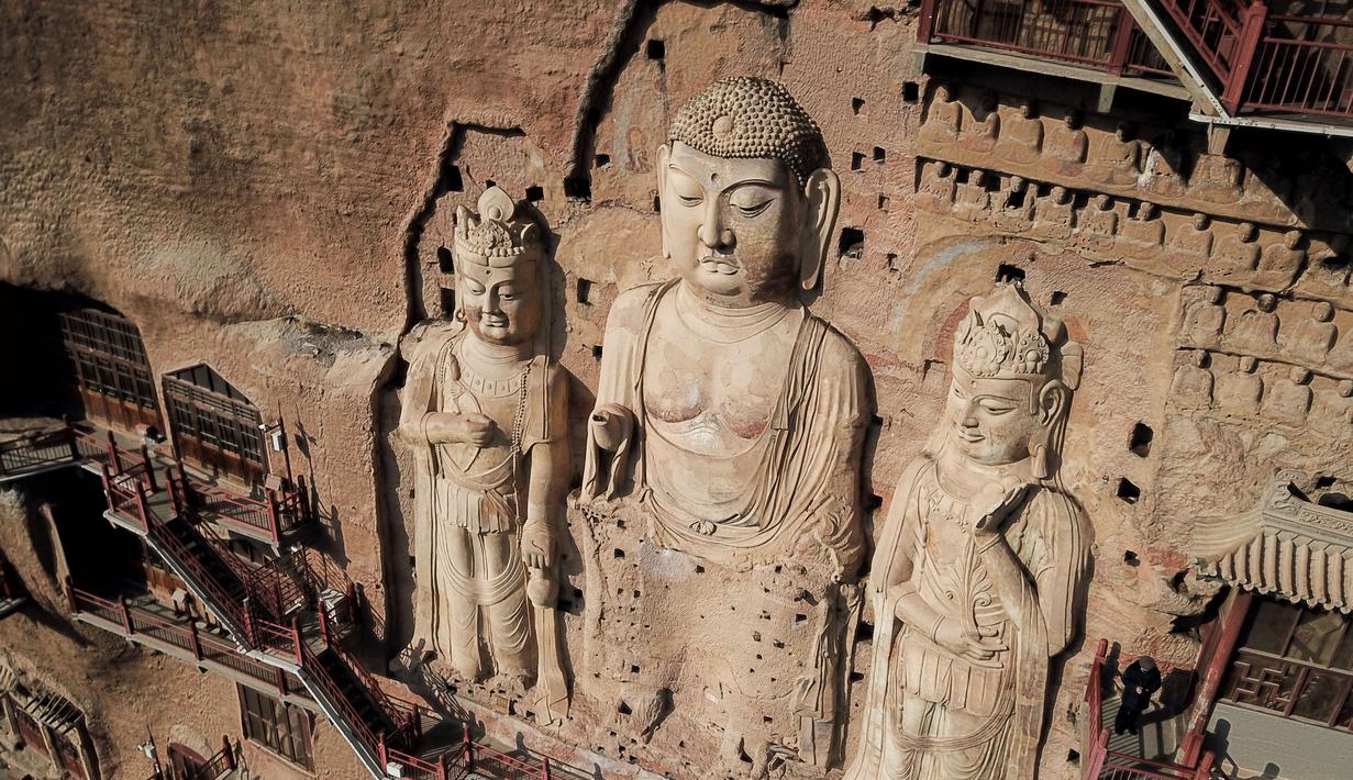 FOTO: Pemandangan Gua Gunung Maiji di Tianshui - Foto Liputan6.com