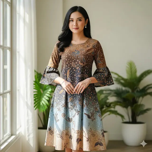 15 Rekomendasi Model Baju Batik Jumputan Lengan Lonceng yang Elegan dan ...