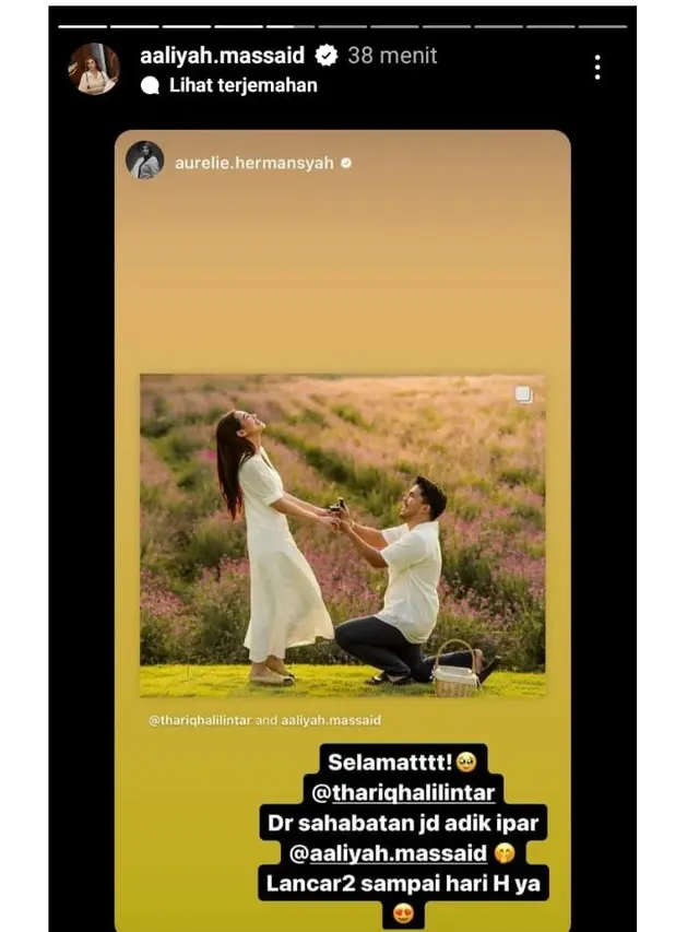 9 Momen Aaliyah Massaid Dilamar Thariq Halilintar, Pilih Tanggal Cantik - Hot Liputan6.com