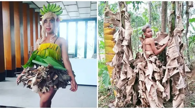 6 Outfit Absurd Pakai Daun Pisang Ini Kelewat Kreatif, Kocak Maksimal - Hot Liputan6.com
