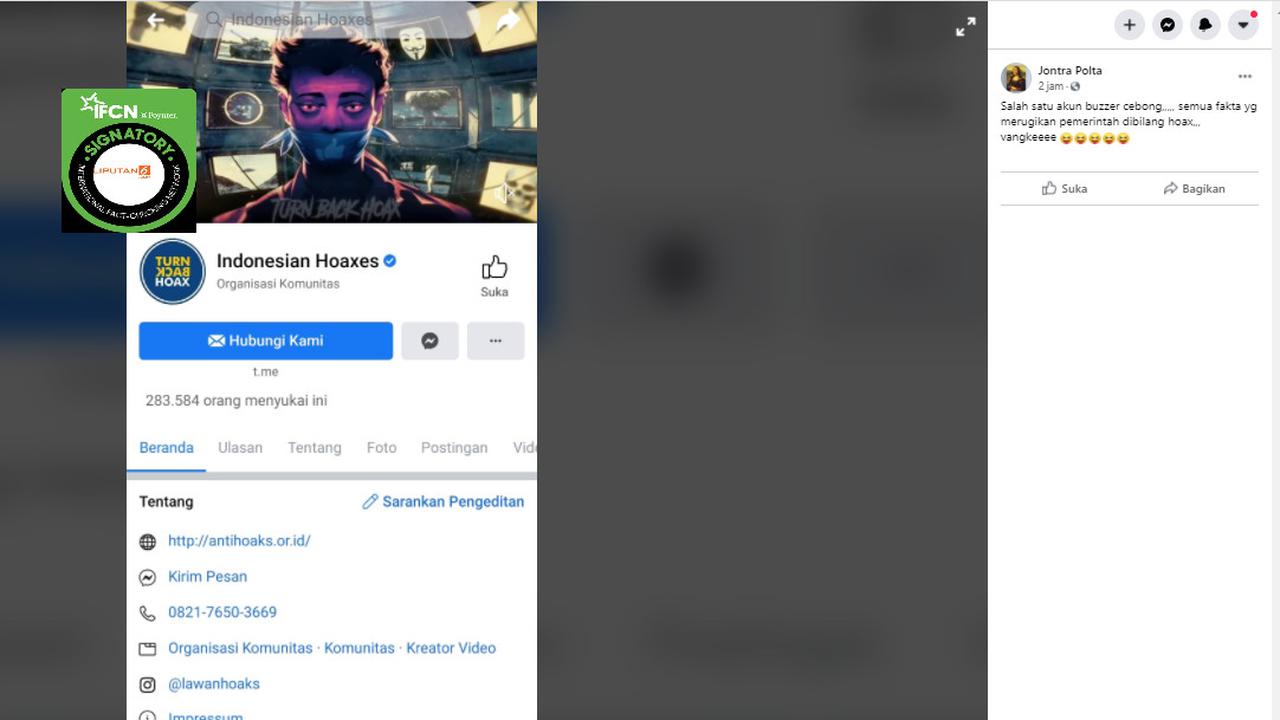 Cek Fakta: Hoaks Facebook Indonesian Hoaxes Milik Mafindo Adalah Buzzer ...
