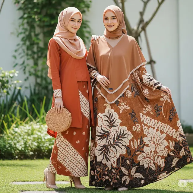 10 Gamis Warna Earth Tone Kombinasi Batik Paling Elegan 2025, Kalem ...