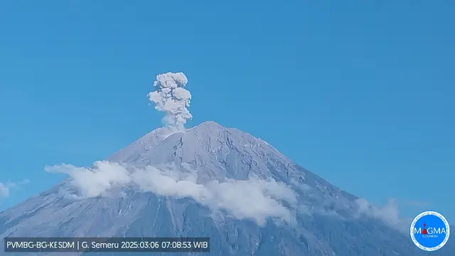 Gunung Semeru Erupsi Lagi Senin Pagi 7 April 2025, Tinggi Letusan 800 Meter di Puncak Mahameru ...