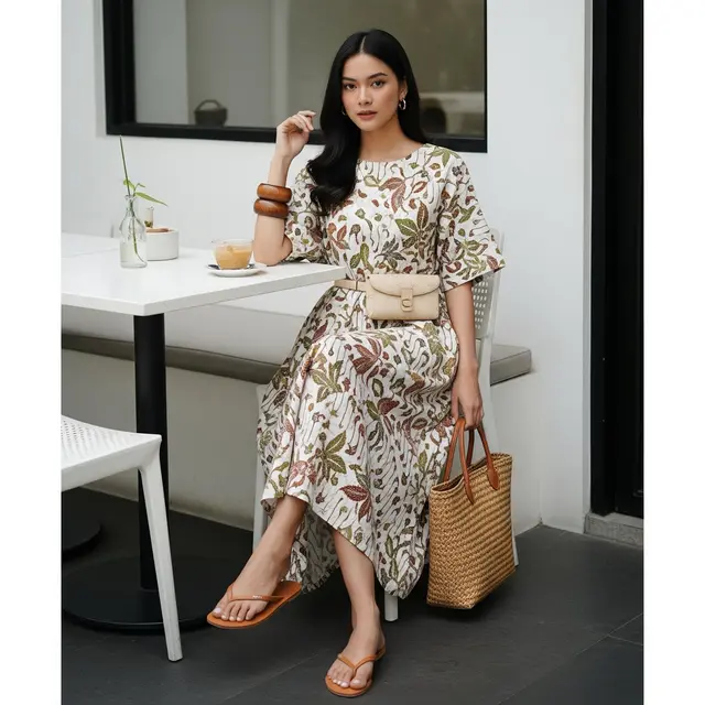 7 Inspirasi Outfit Dress Batik Batwing Modern, Elegan untuk Semi Formal ...