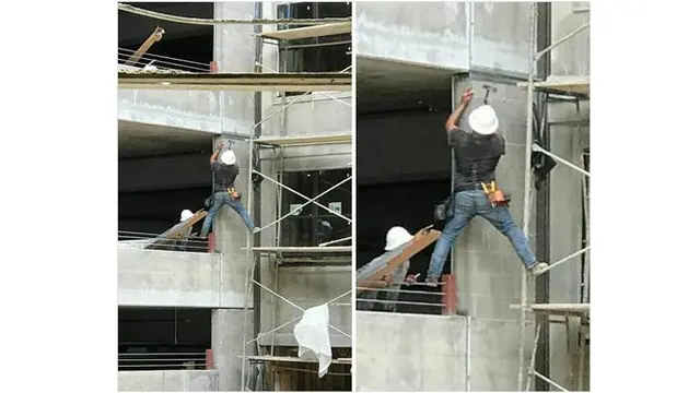 6 Potret Kuli Proyek Saling Bekerja Sama di Ketinggian, Enggak Takut ...