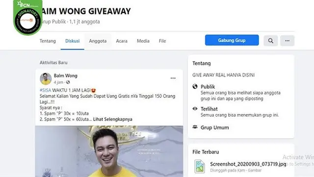 Cek Fakta: Hoaks Bagi-Bagi Hadiah Mencatut Nama Baim Wong di Facebook ...